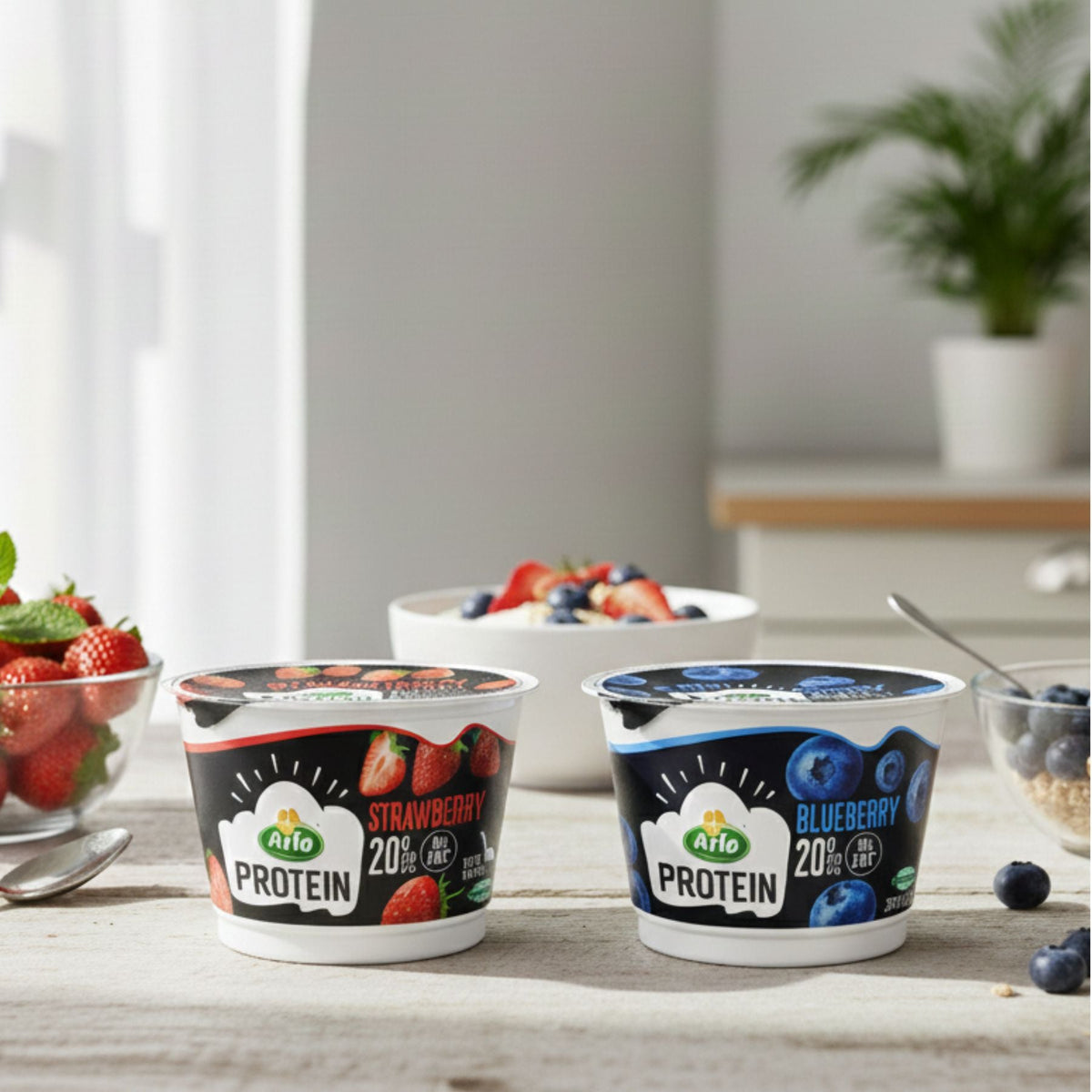 Arla Strawberry and Blueberry | 20g High Protein and Low Fat Yogurts ...