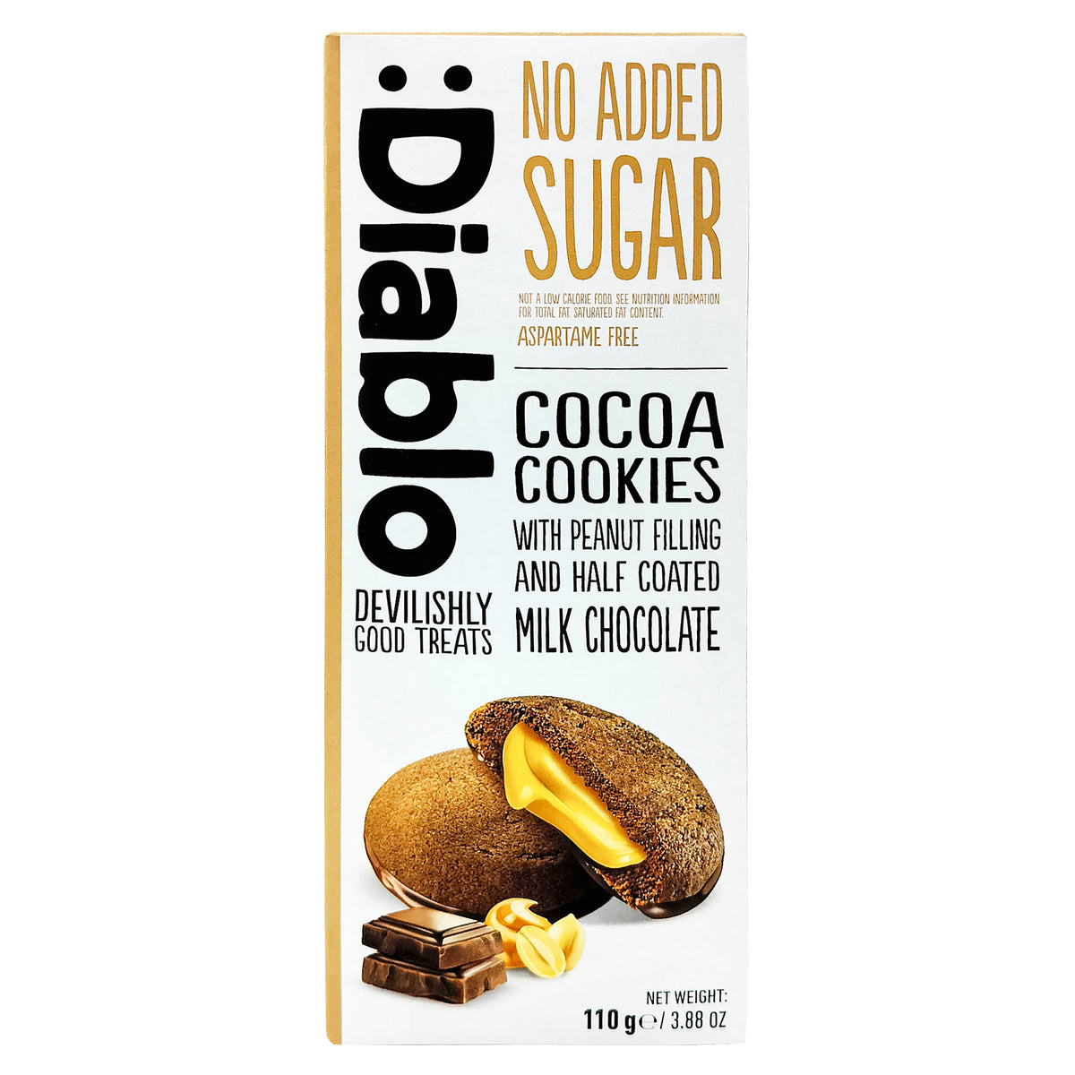 Diablo Cocoa Cookies with Peanut Filling and Half Coated Milk Chocolate ...