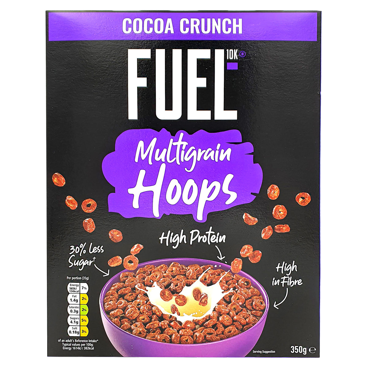 FUEL10K Cocoa Crunch Multigrain Hoops High Protein Breakfast Cereal ...