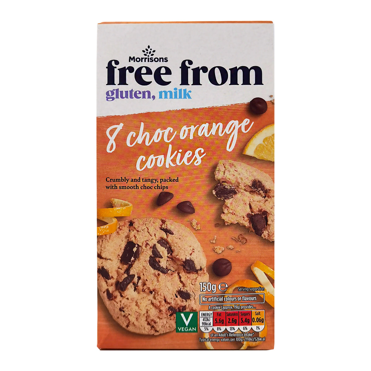 Morrisons Free from Gluten and Dairy 8 Chocolate Orange Cookies 150g ...
