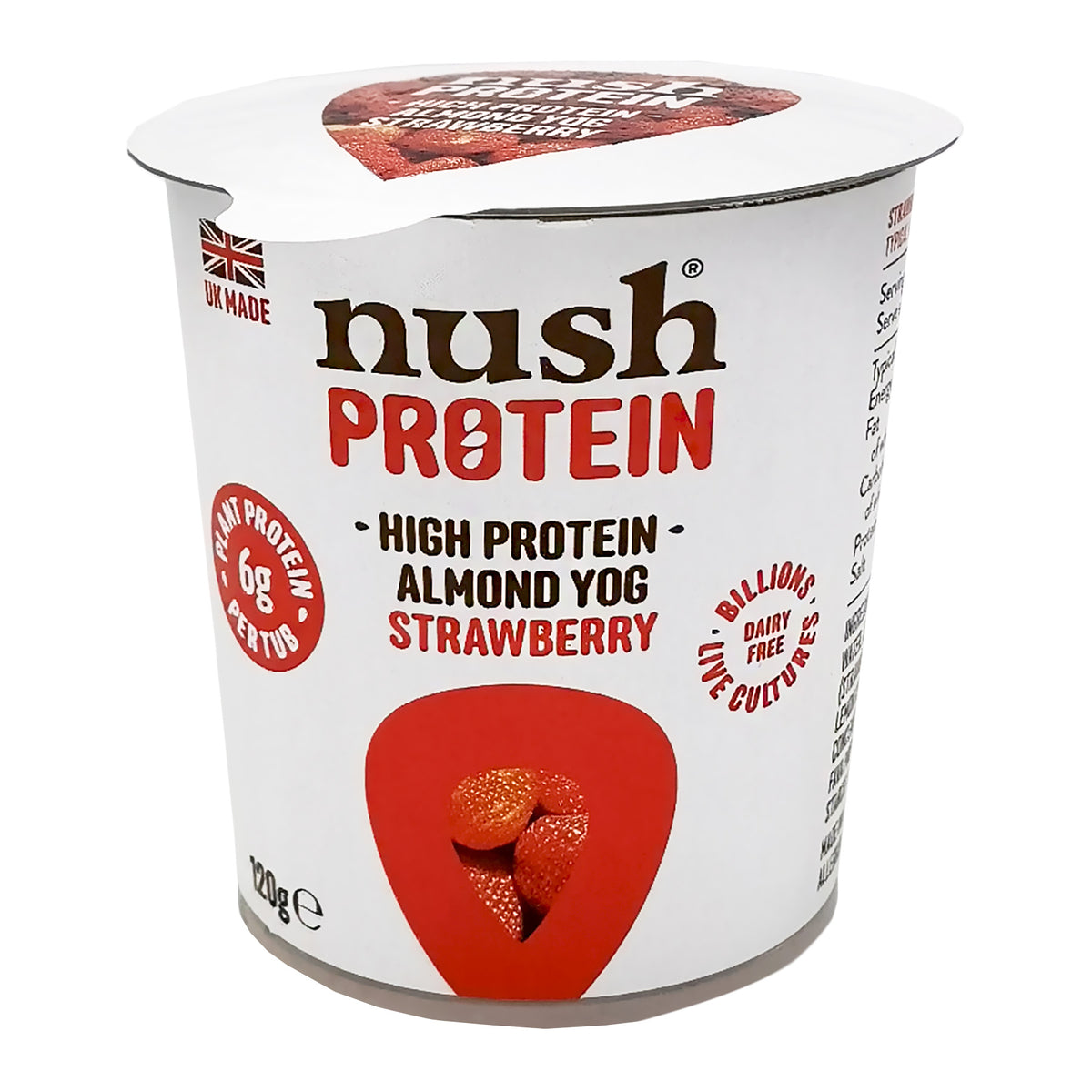 Nush Strawberry High Protein Almond Yogurt Vegan and Dairy Free 120g ...